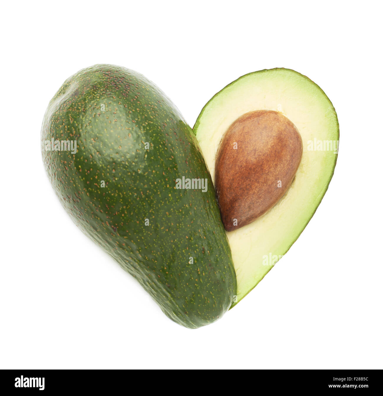 Heart shaped avocado fruit composition isolated over the white ...