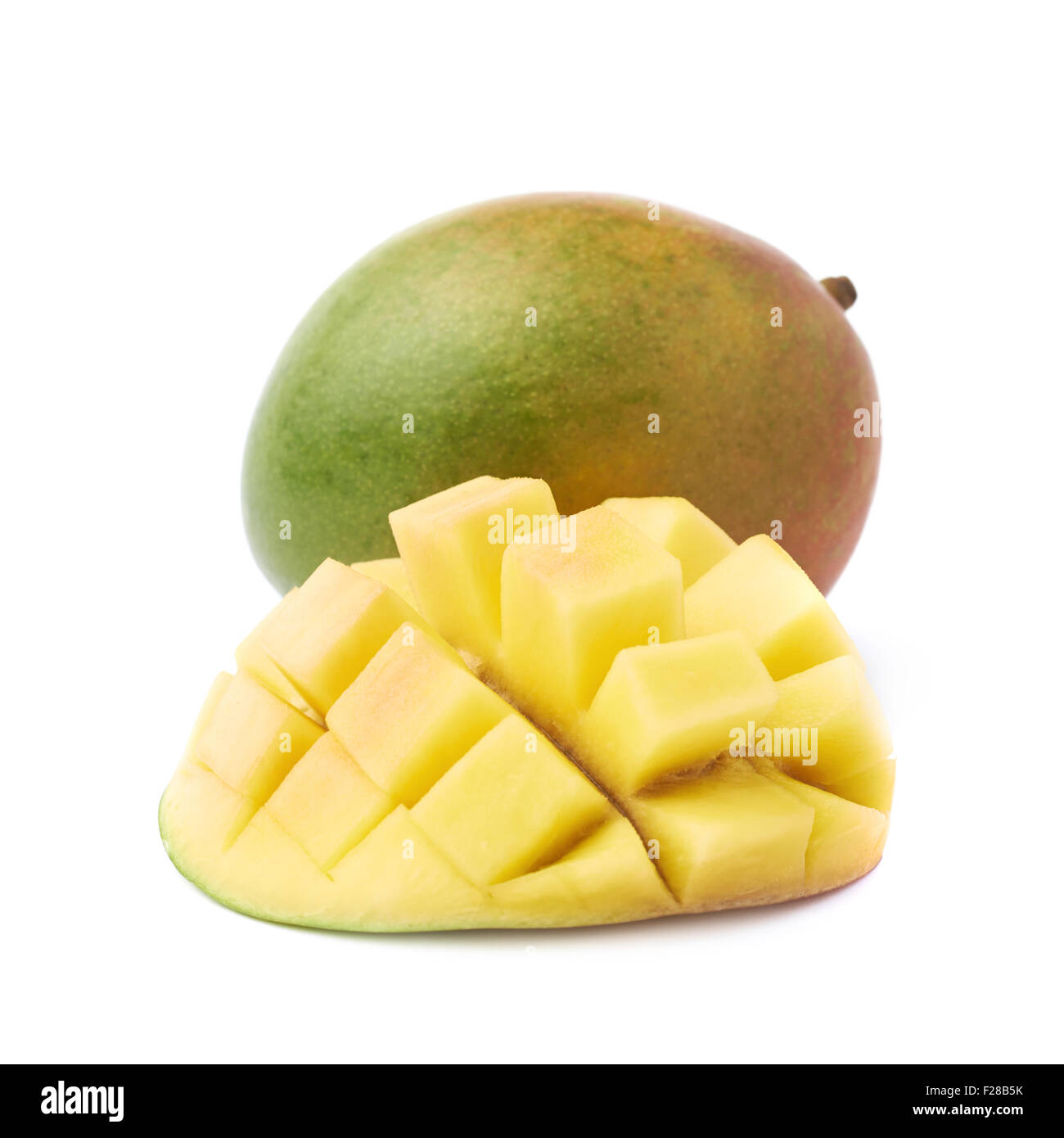 Hedgehog style served mango composition isolated over the white ...