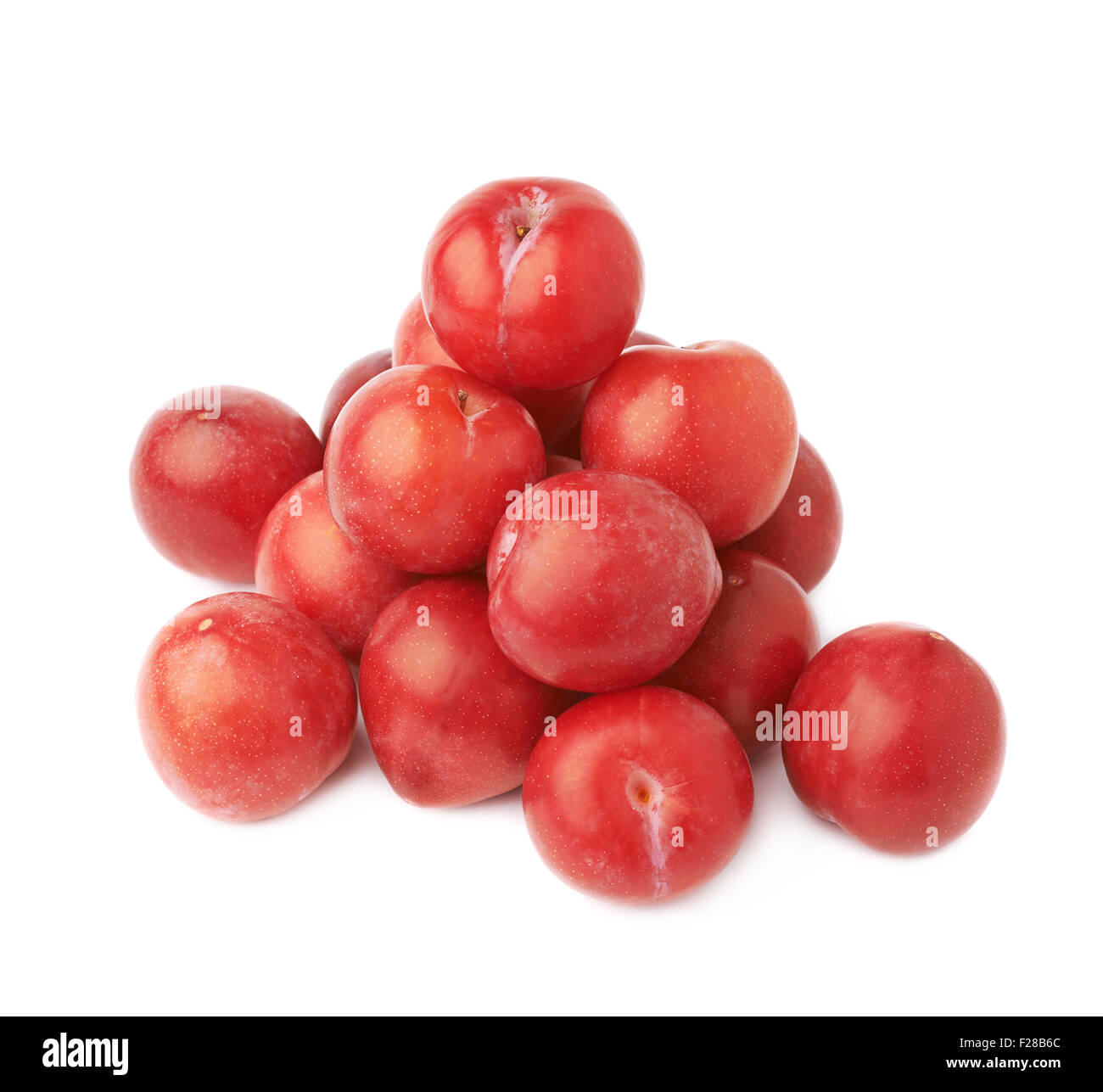 Pile of multiple red victoria plums isolated over the white background ...