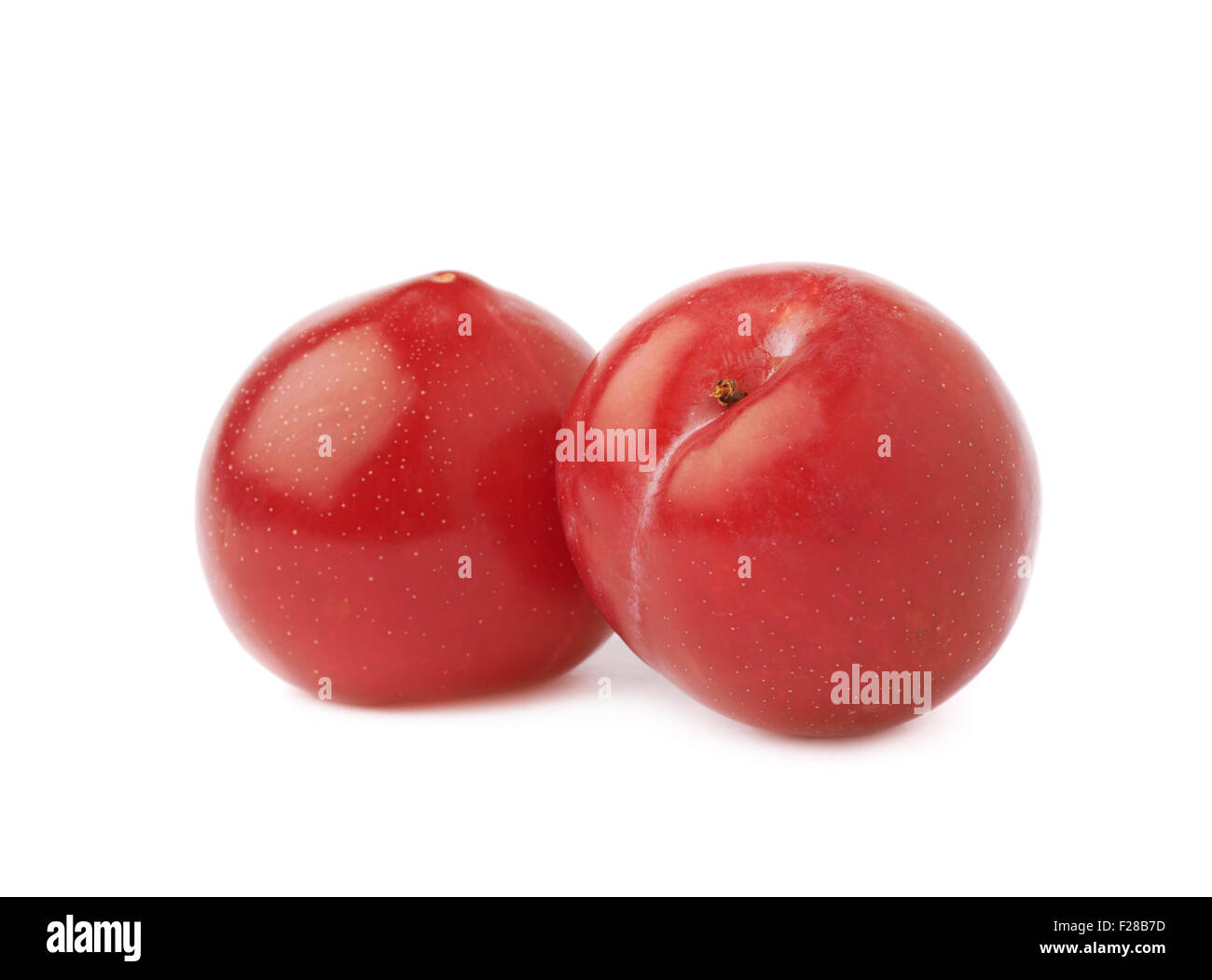 Multiple red victoria plum fruits composition isolated over the white ...