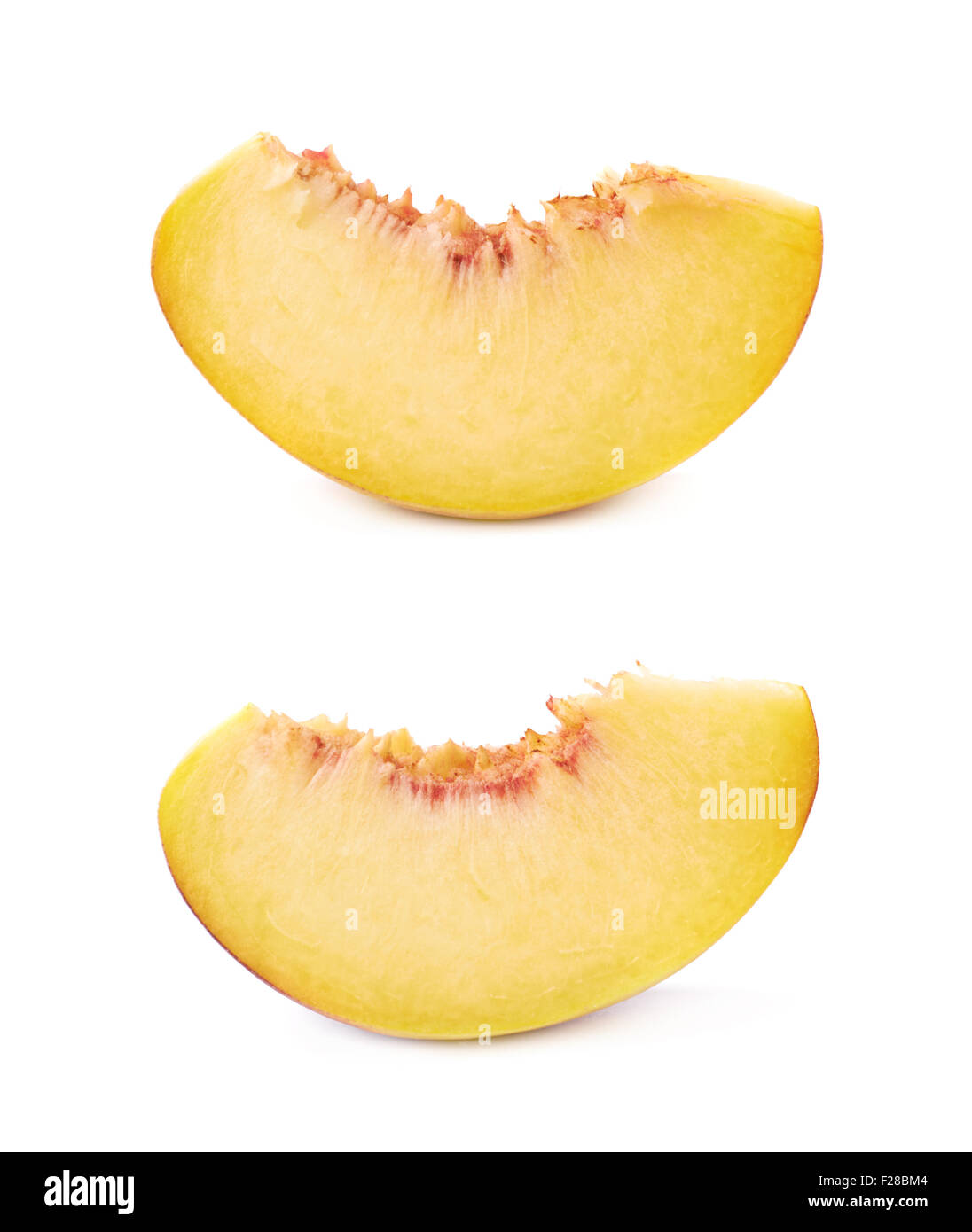 Peach fruit's slice isolated Stock Photo - Alamy