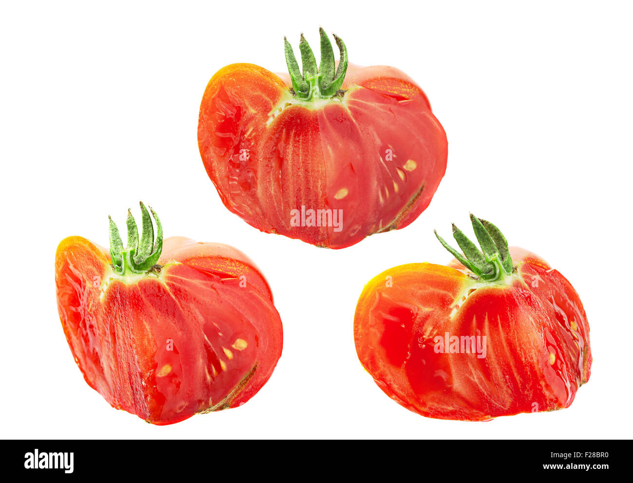 Red American ribbed tomato vegetable closeup isolated on white ...