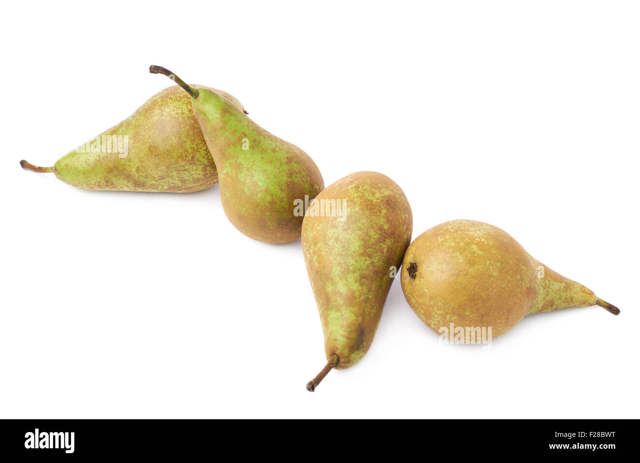 Four green pears composition isolated Stock Photo - Alamy