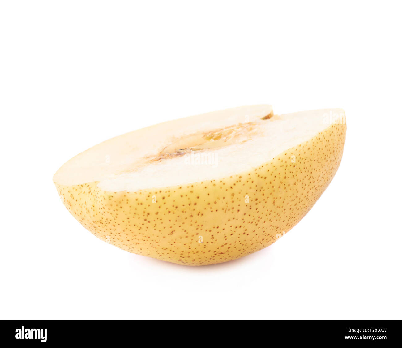 Yellow pear cut in half isolated Stock Photo - Alamy