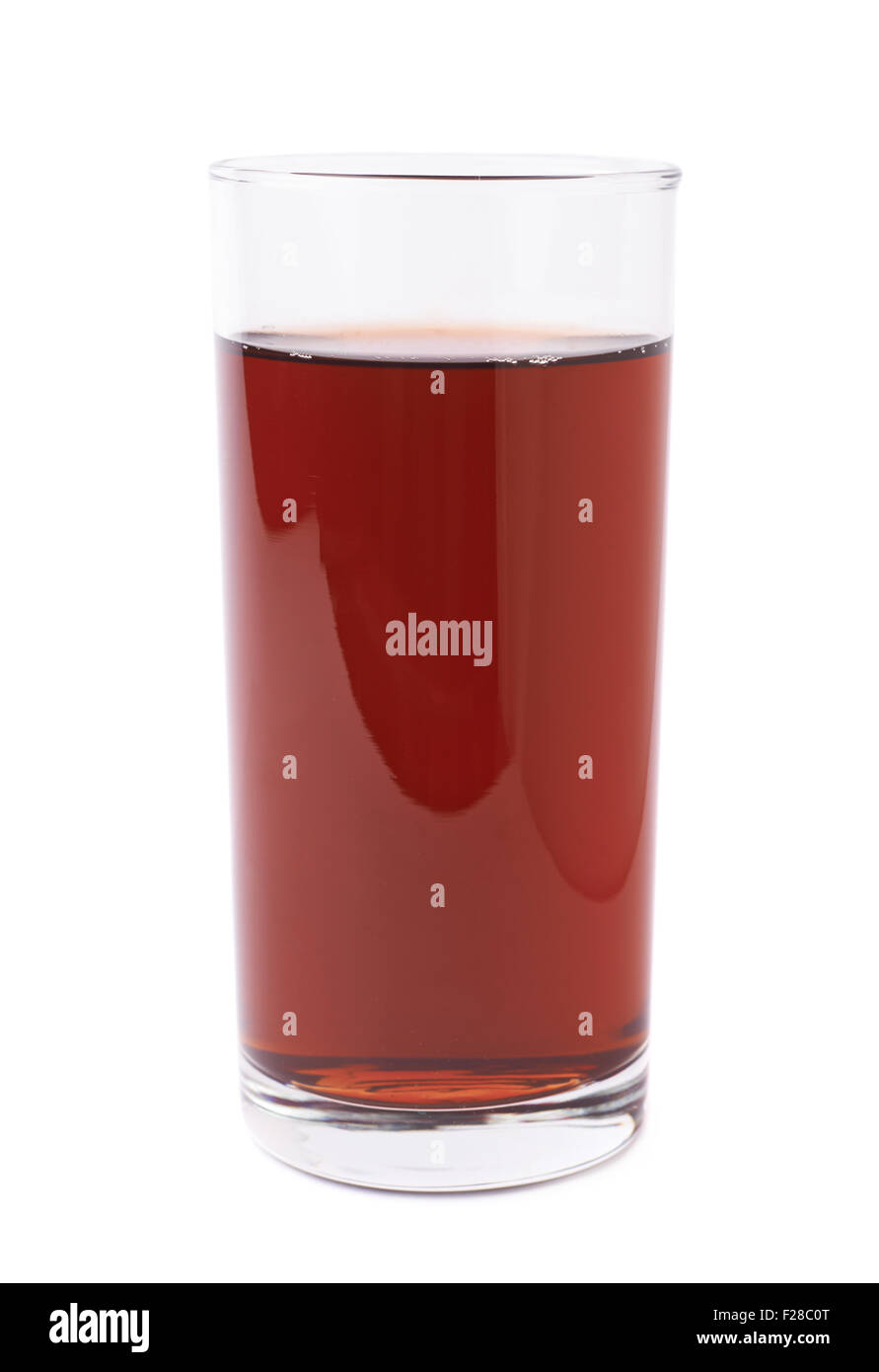 Glass filled with the red juice isolated Stock Photo - Alamy