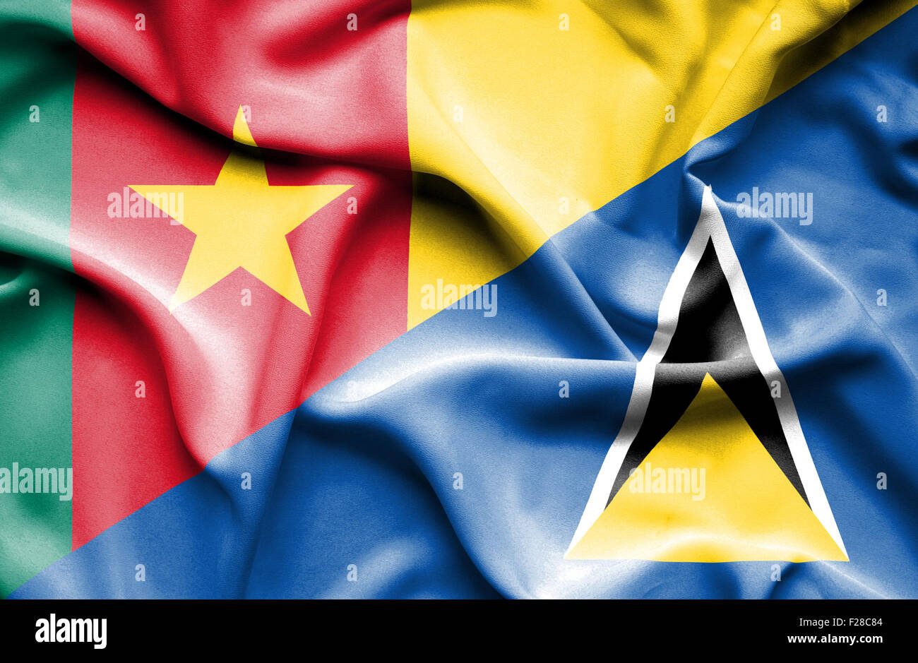 Waving flag of St Lucia and Cameroon Stock Photo - Alamy
