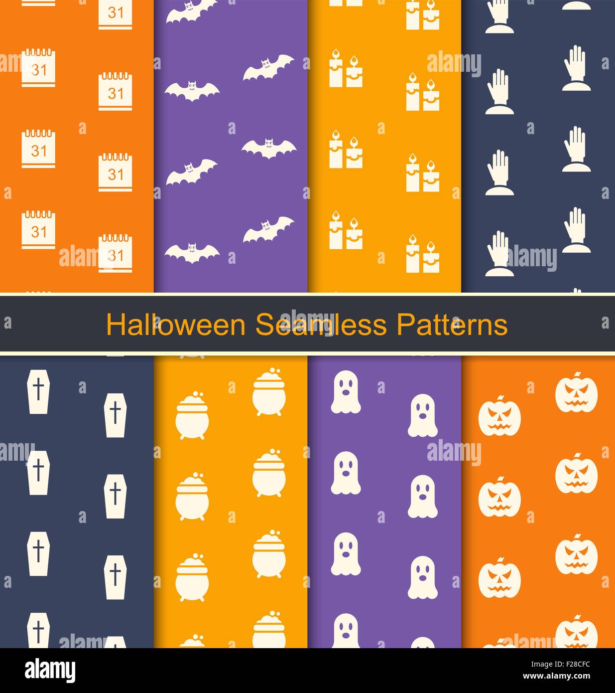 Set Seamless Textures with Halloween Symbols Stock Vector Image & Art ...