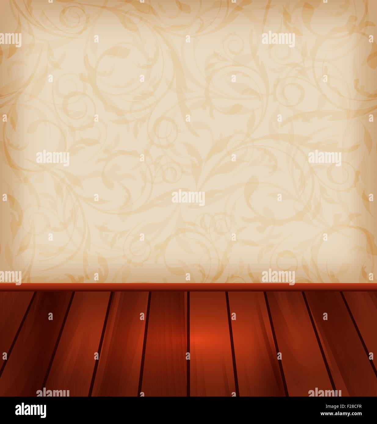 Floral wallpaper and wooden floor Stock Vector Image & Art - Alamy