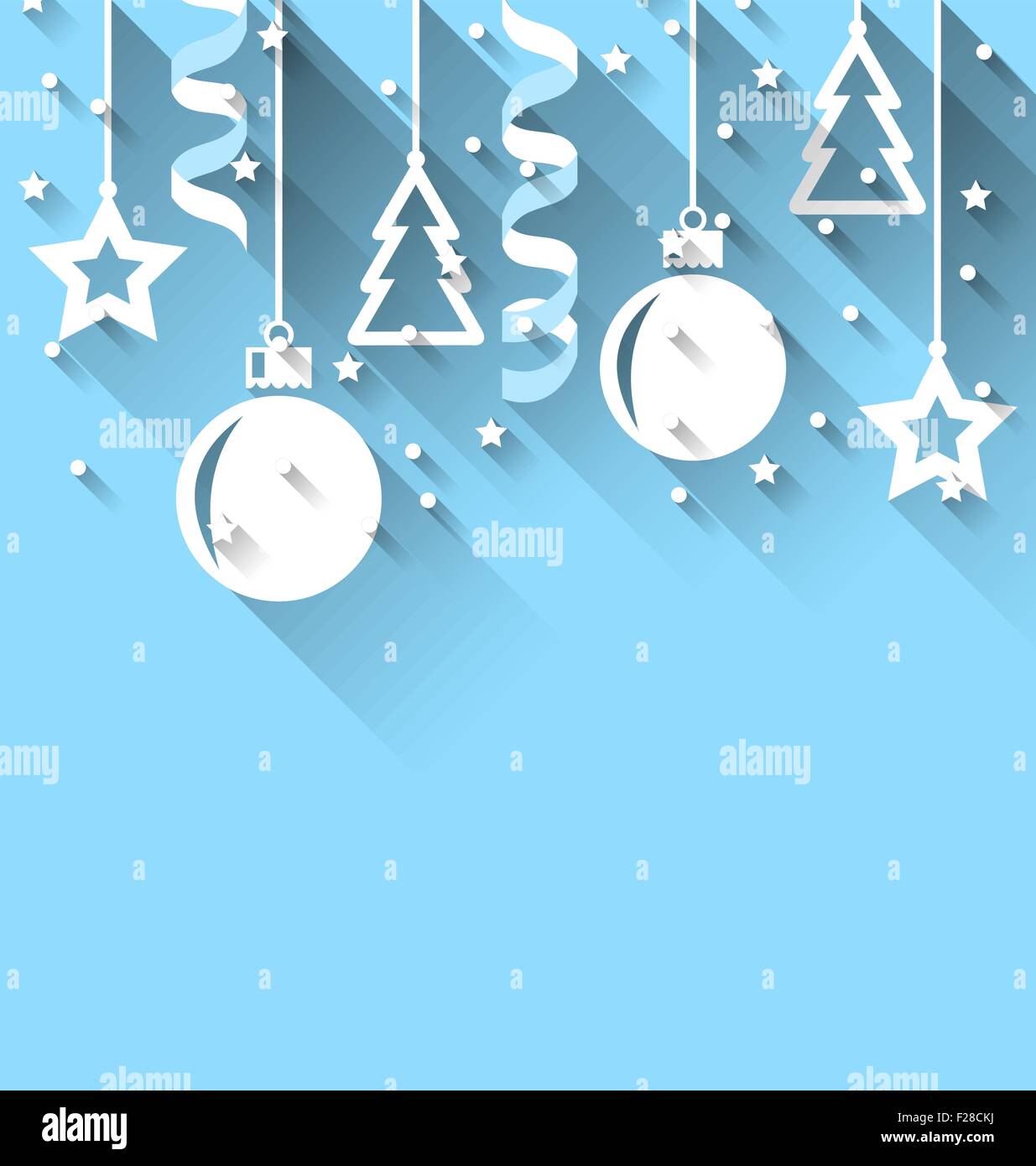 Christmas background with fir, balls, stars, streamer, trendy fl Stock ...