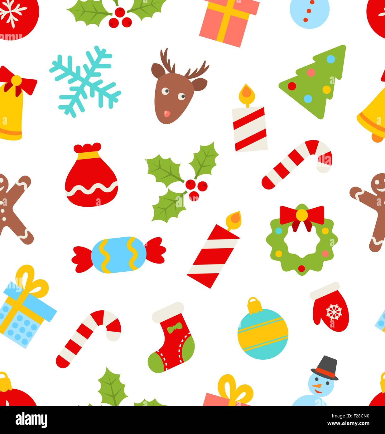 Seamless Pattern with Christmas Traditional Symbols Stock Vector Image ...