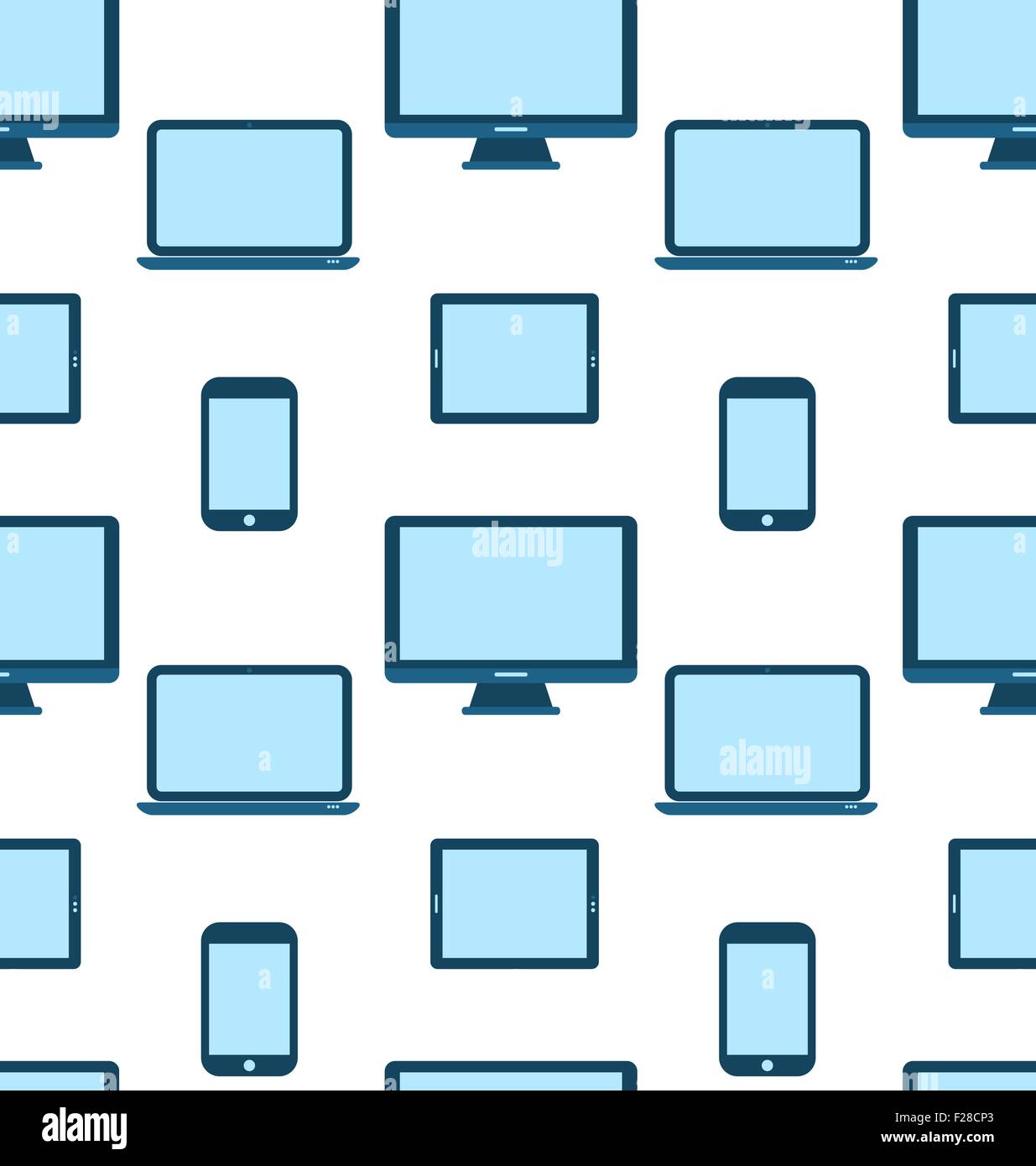Seamless Pattern of Monitors, Laptops, Tablet Computers Stock Vector ...