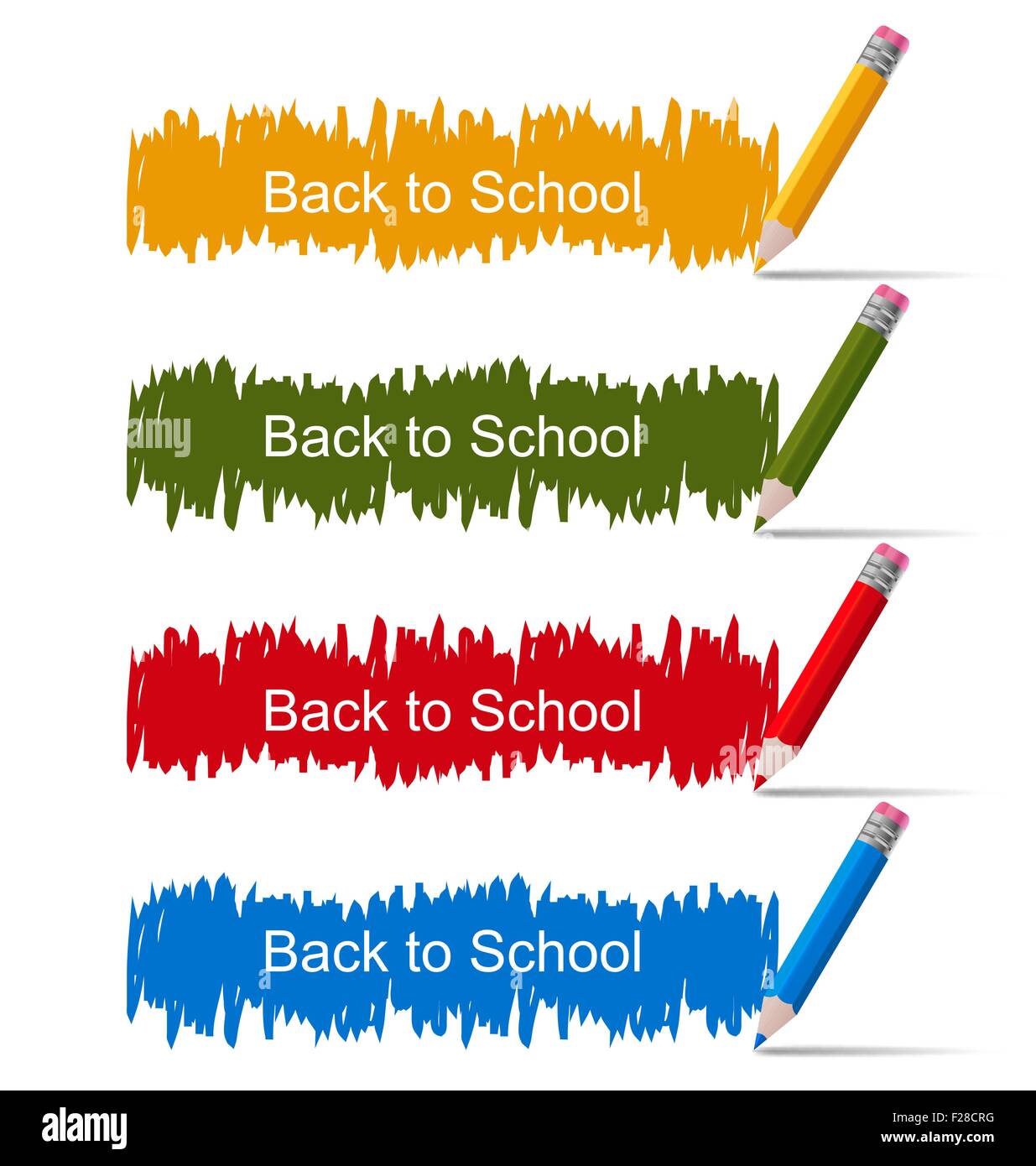 Set of Colored Banners with Pencils Stock Vector Image & Art - Alamy