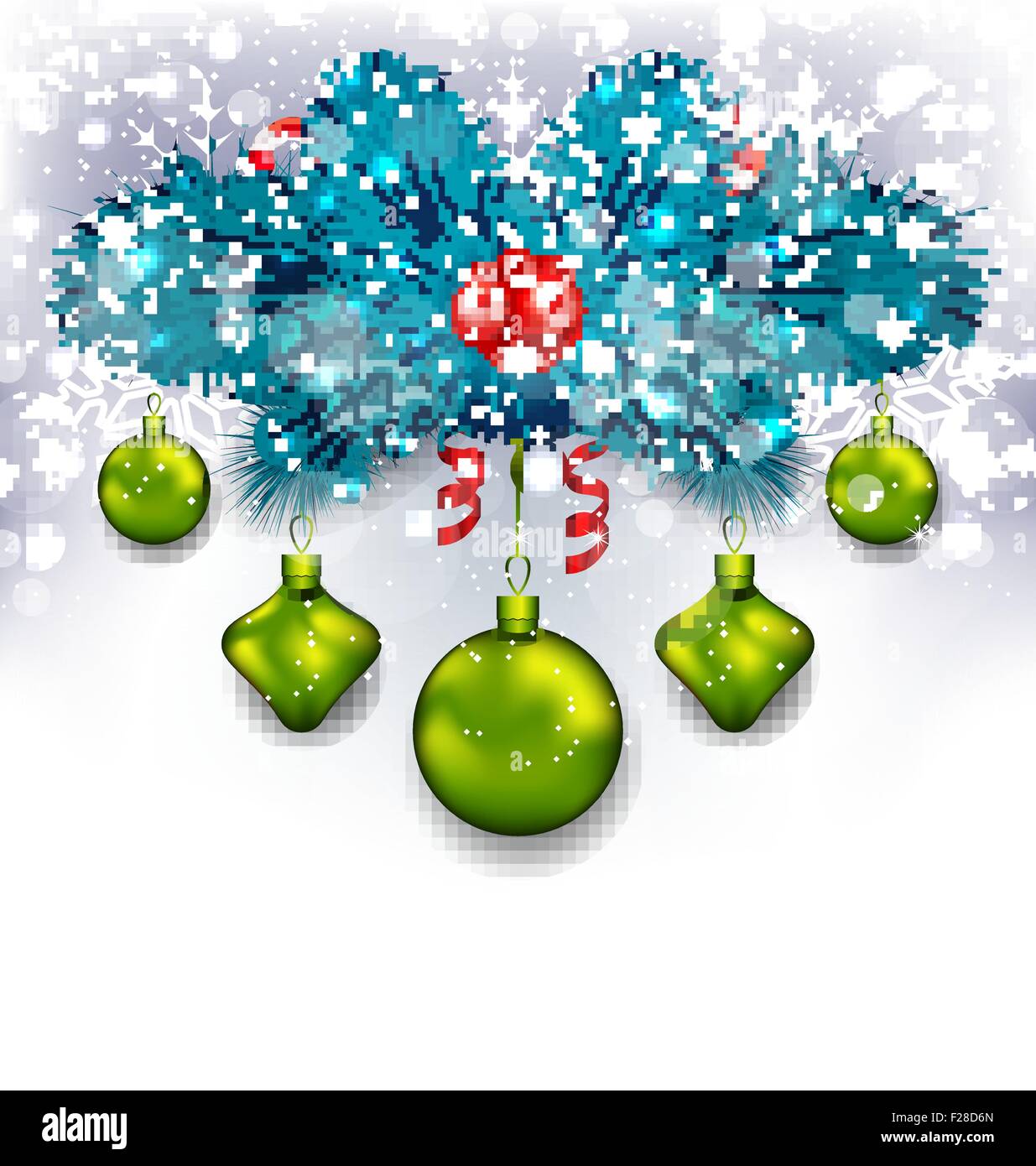Christmas traditional decoration with fir branches, glass balls Stock ...
