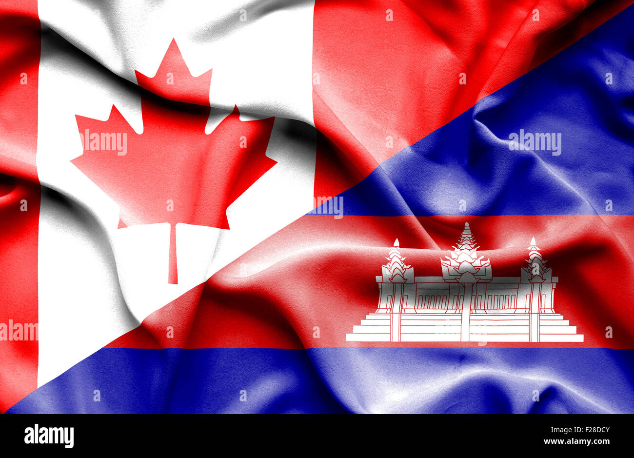 Waving flag of Cambodia and Canada Stock Photo - Alamy