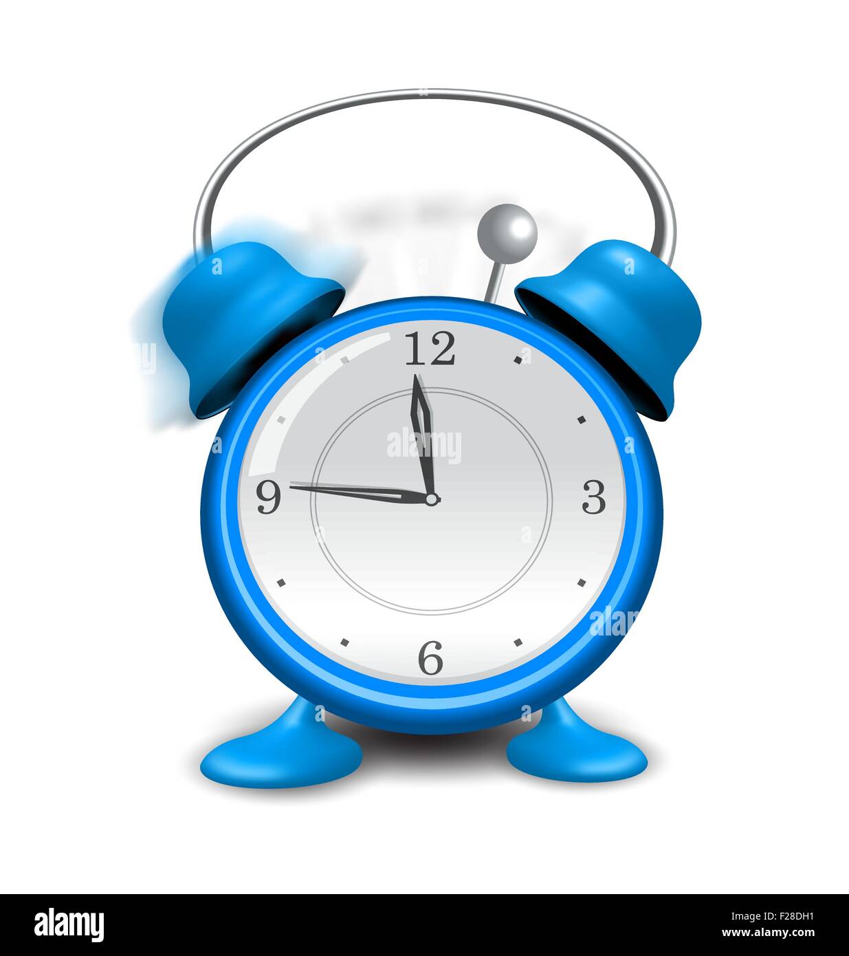 Blue alarm clock close up, isolated on white background Stock Vector ...