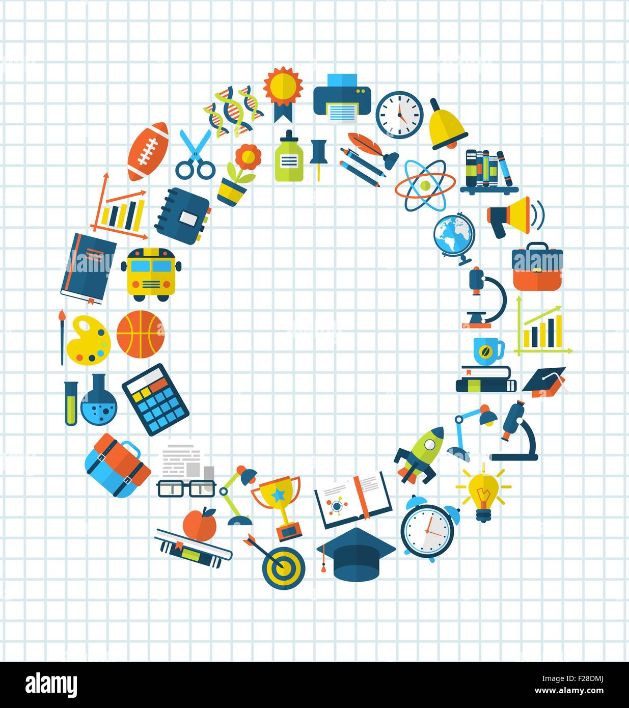 School subjects icon set hi-res stock photography and images - Alamy