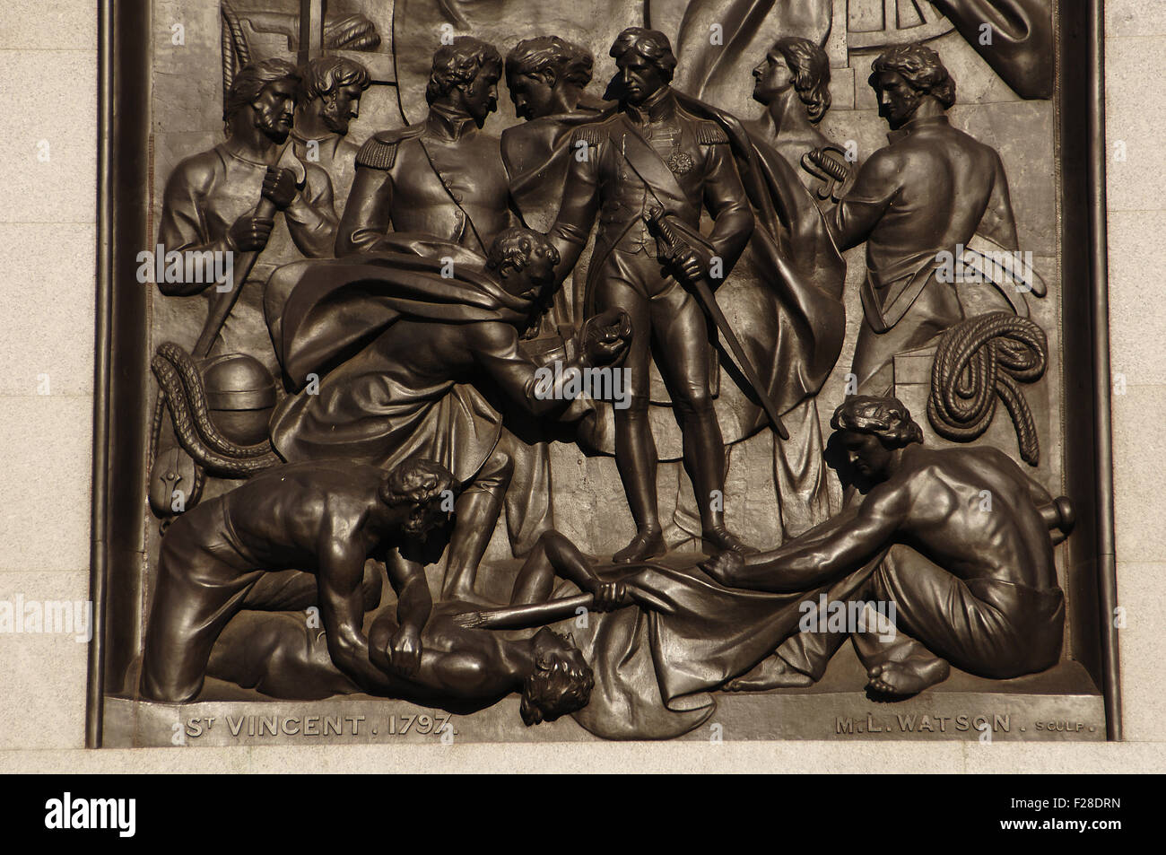 Nelson's Column (1840-1843). The pedestal decorated with the bronze ...