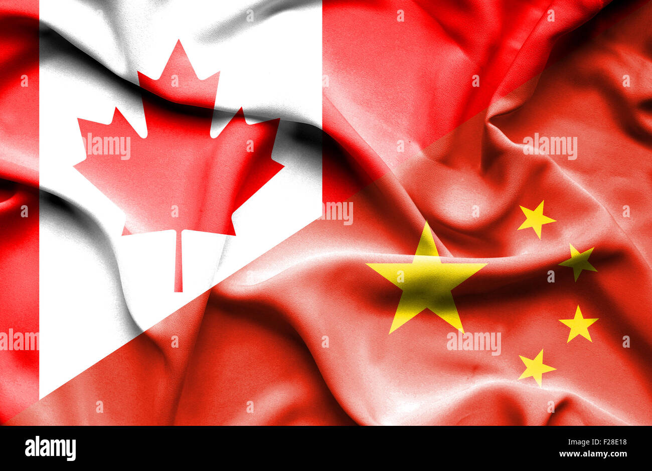 Waving flag of China and Canada Stock Photo - Alamy