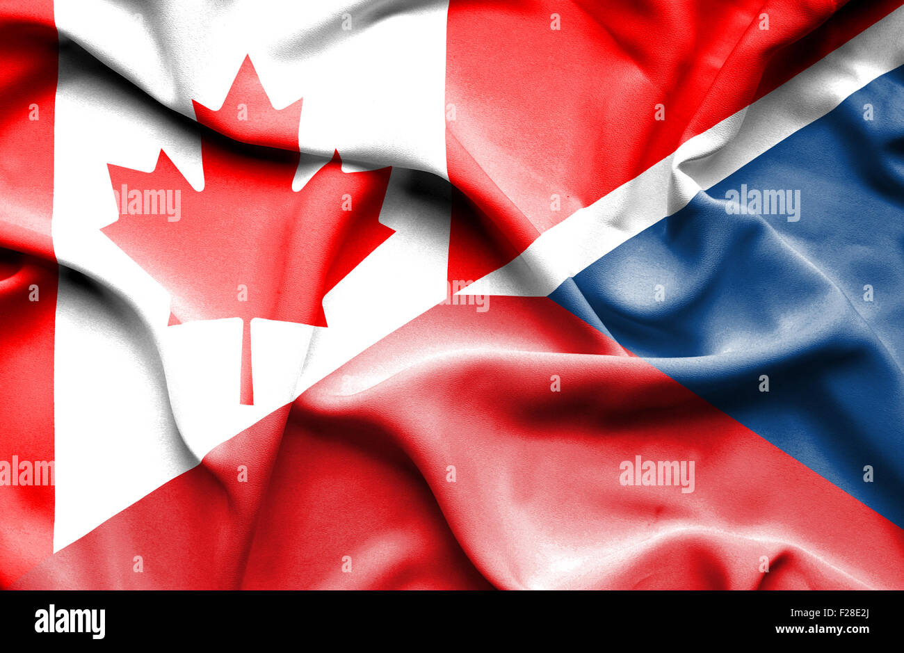 Waving flag of Czech Republic and Canada Stock Photo - Alamy