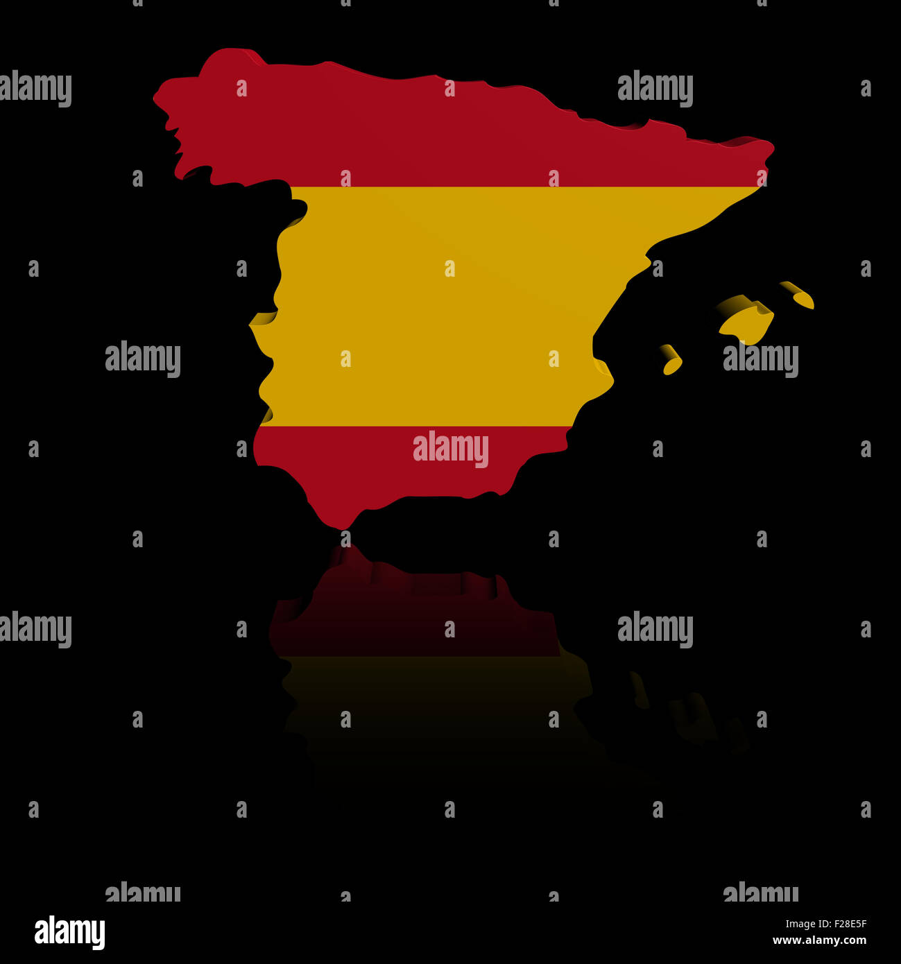 Spain map flag with reflection illustration Stock Photo - Alamy