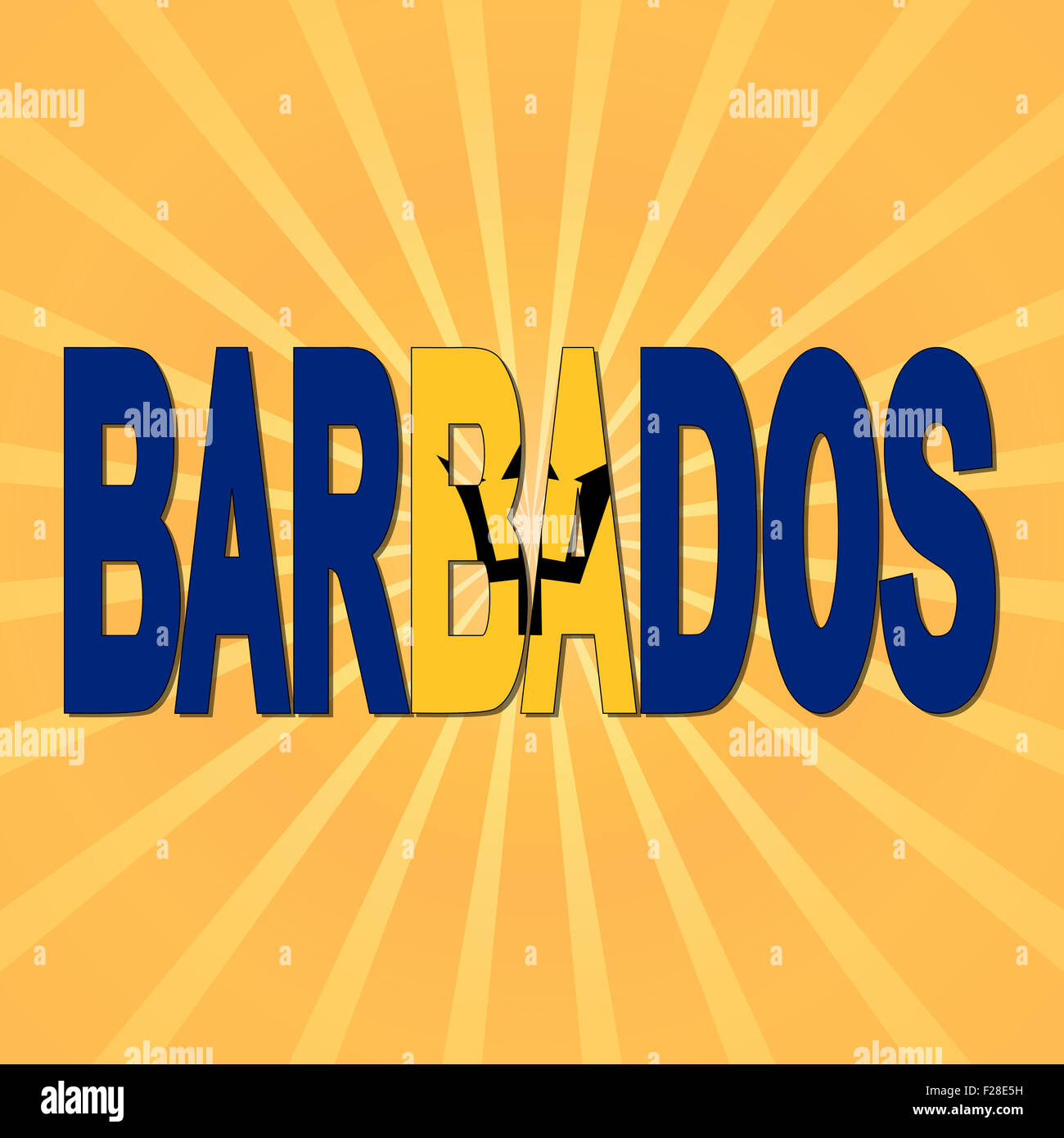 Barbados flag text with sunburst illustration Stock Photo - Alamy