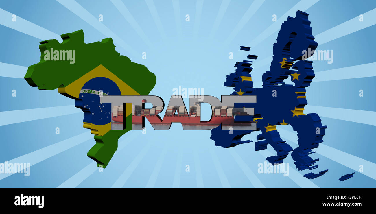 Brazil EU map flags with trade text illustration Stock Photo - Alamy