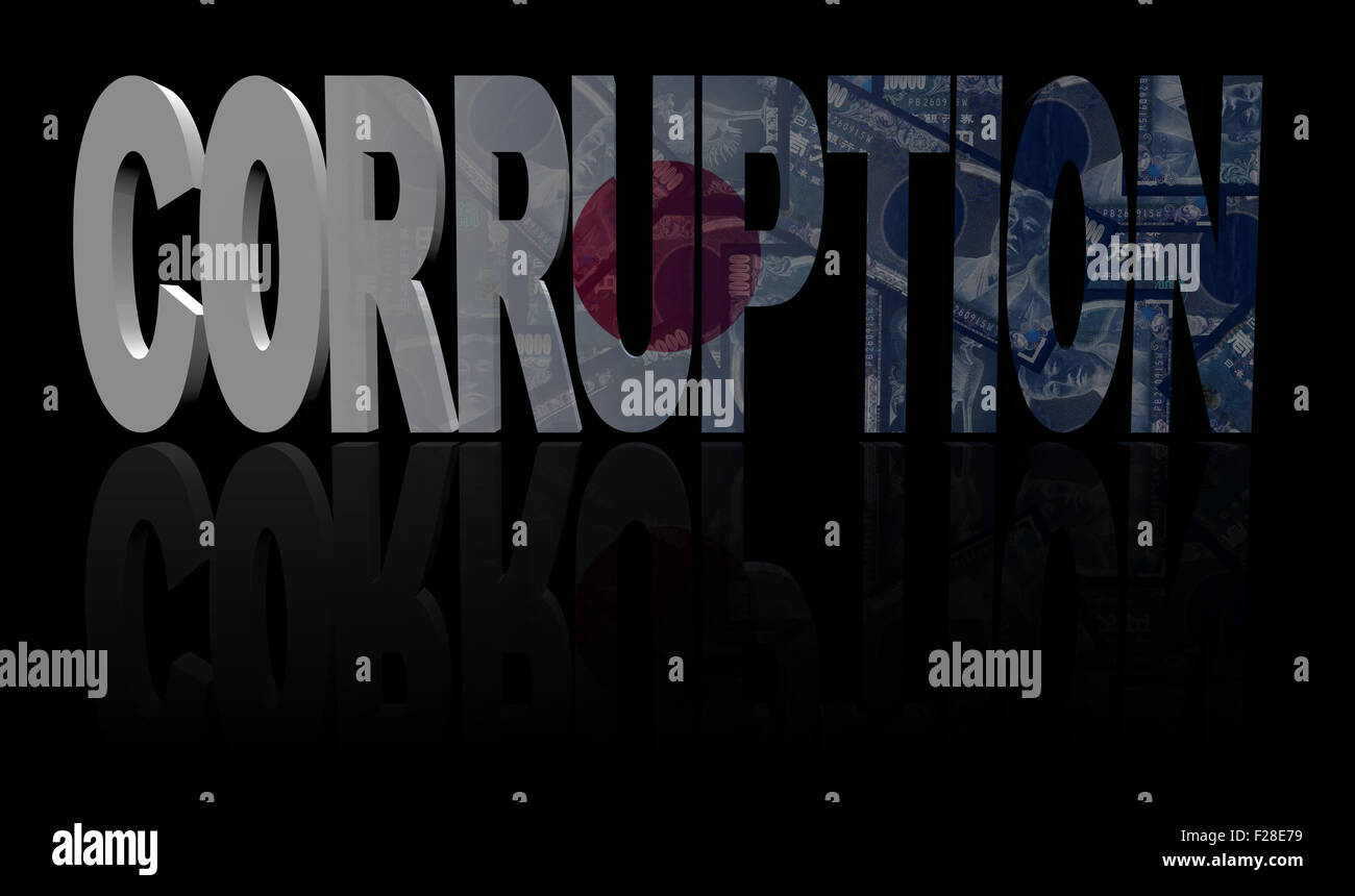 Corruption text with Japanese flag and currency illustration Stock ...