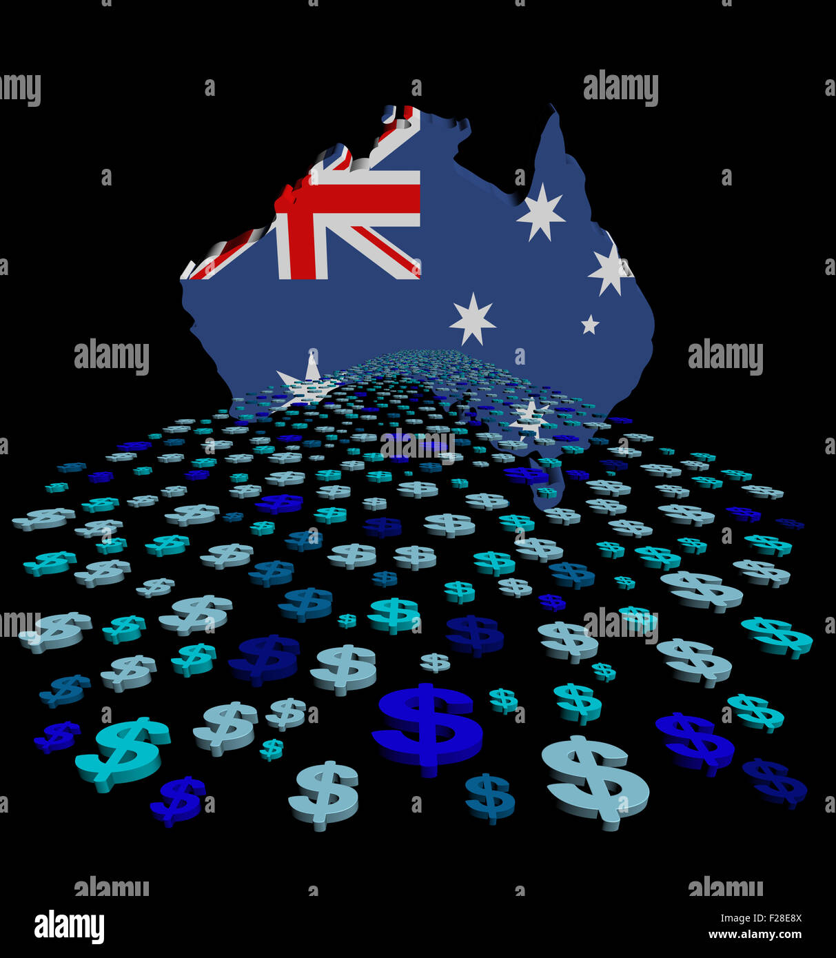 Australia map flag with abstract dollars illustration Stock Photo - Alamy