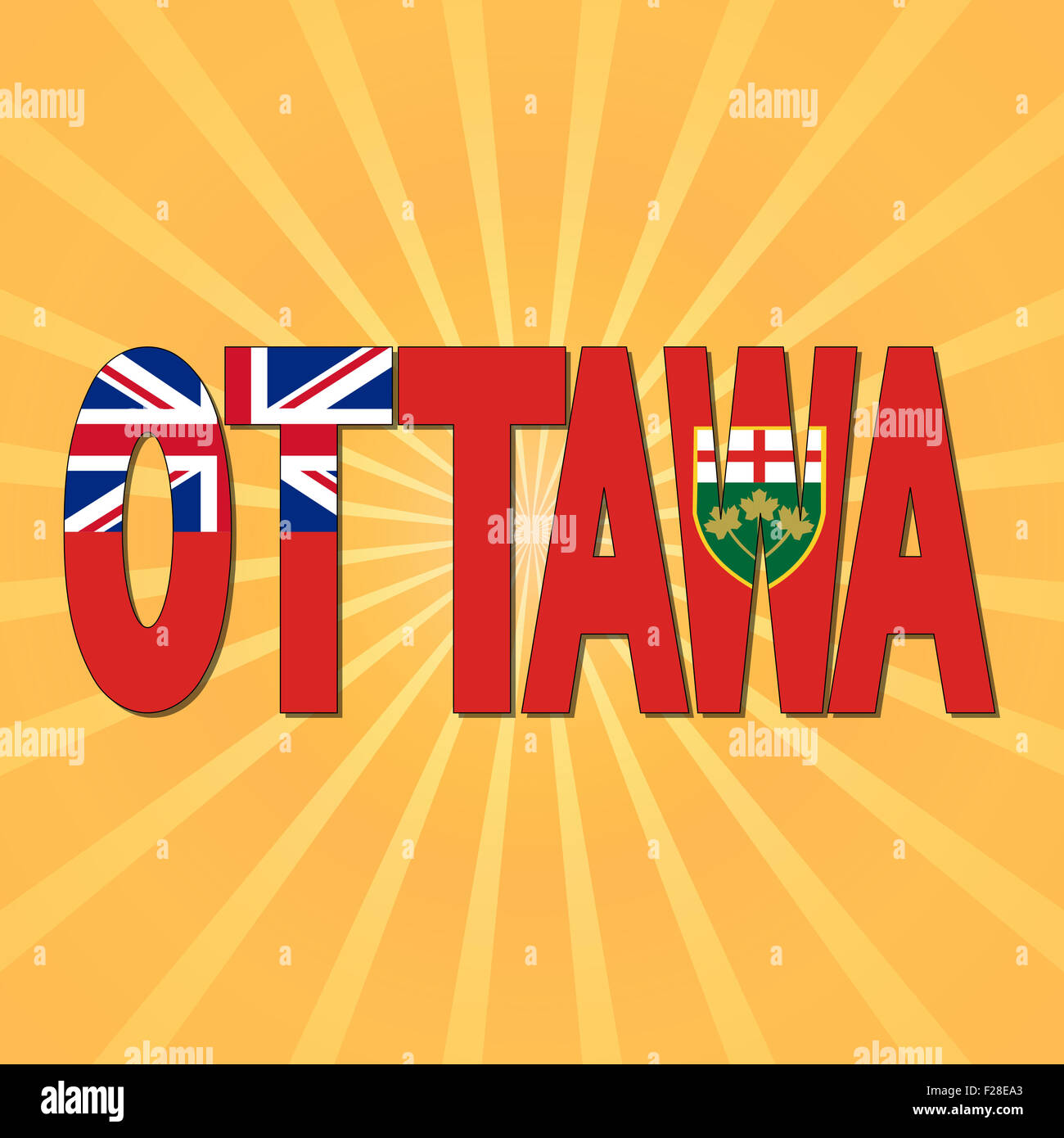 Ottawa flag text with sunburst illustration Stock Photo - Alamy
