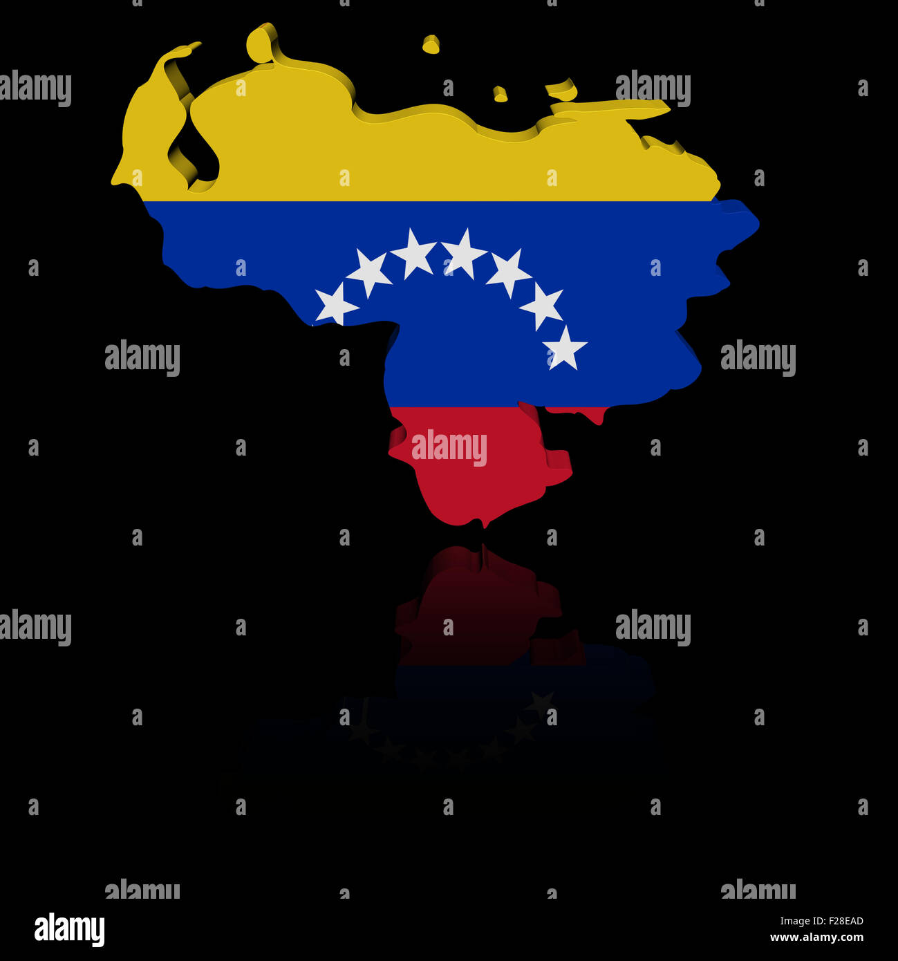 Venezuela map flag with reflection illustration Stock Photo - Alamy