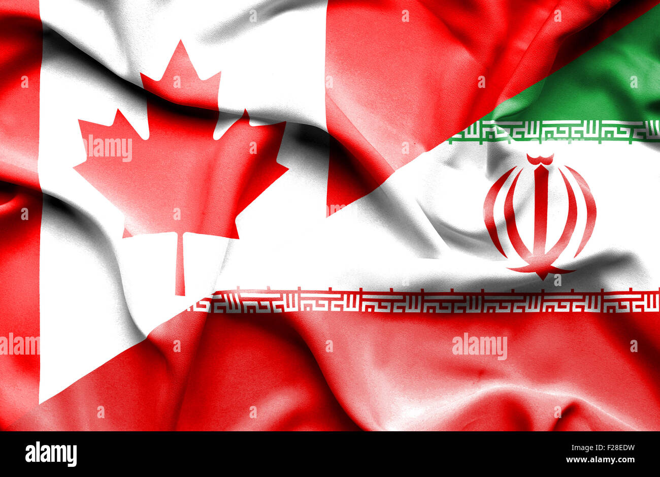 Waving flag of Iran and Canada Stock Photo - Alamy