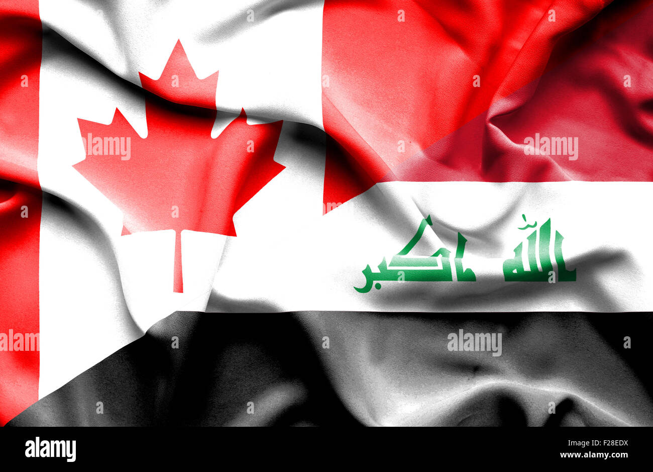 Waving flag of Iraq and Canada Stock Photo - Alamy
