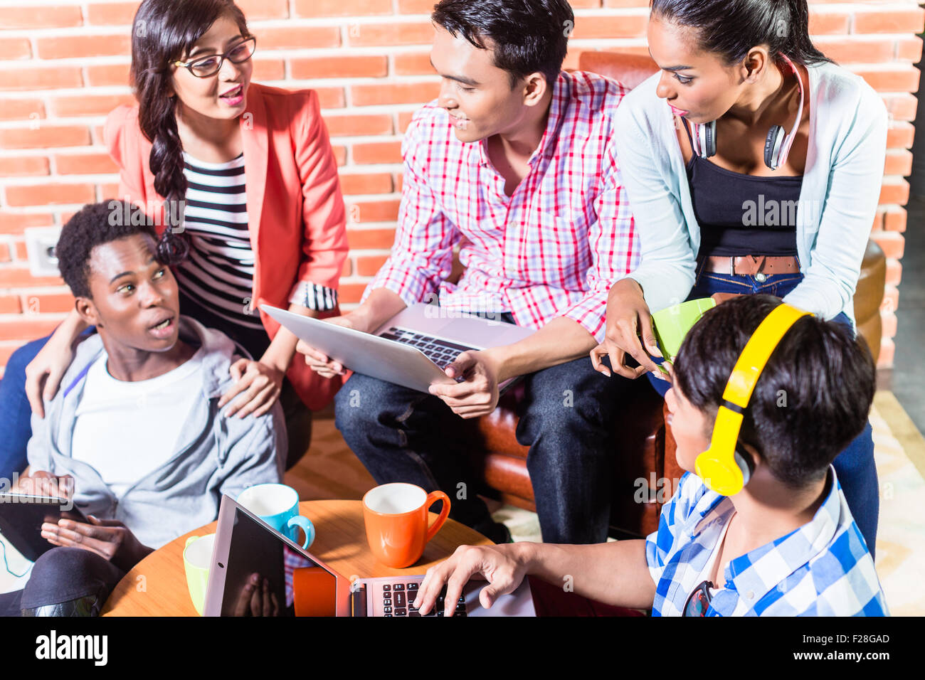 Group of diversity college students learning on campus, Indian, black ...