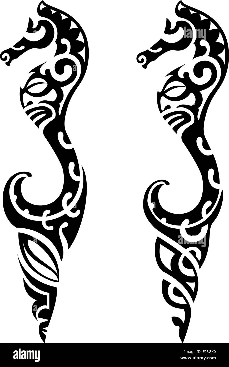 Sea horse underwater on background Black and White Stock Photos ...