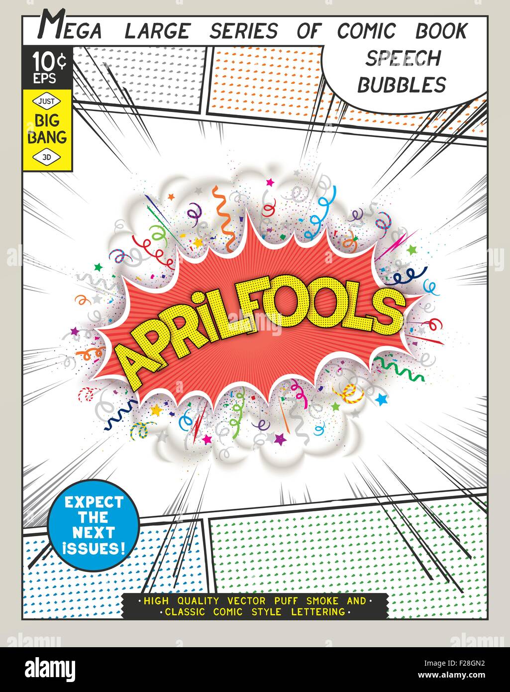 April fools. Explosion in comic style with lettering and realistic ...