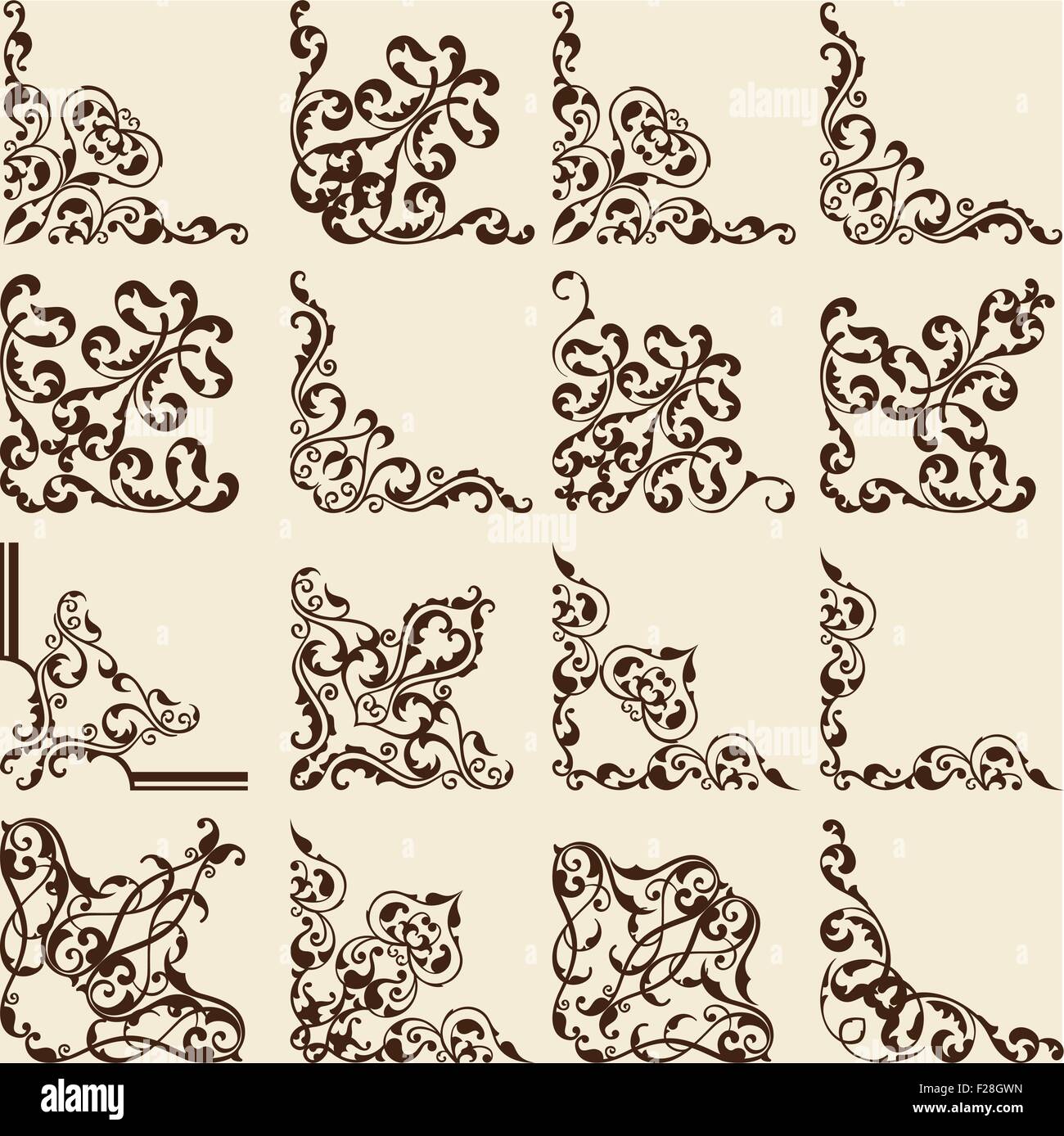 Vintage old book cornerset on beige Stock Vector Image & Art - Alamy