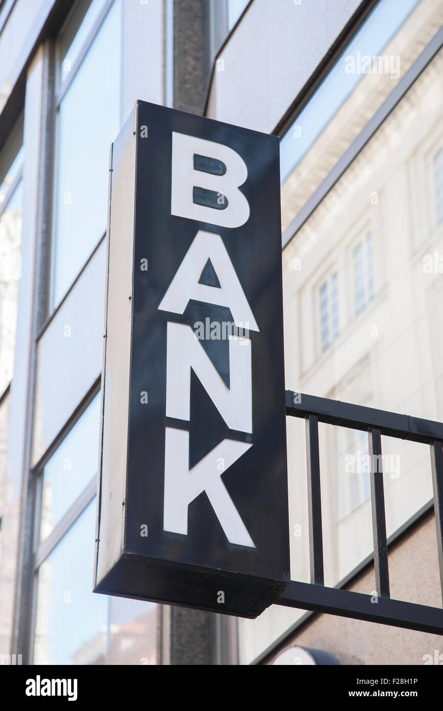 Bank Sign in Urban Setting Stock Photo - Alamy