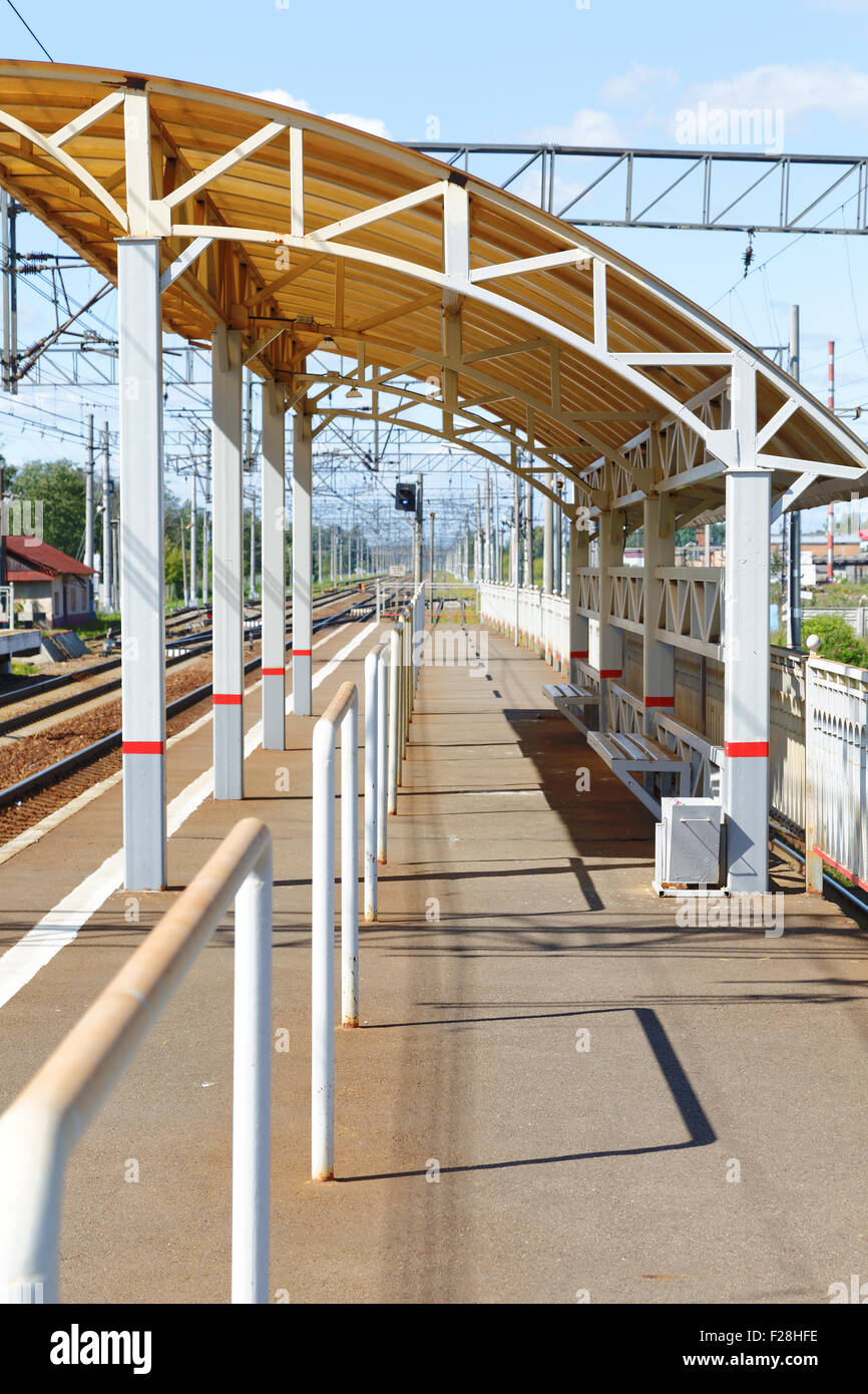 railway platform with traffic lights Stock Photo - Alamy