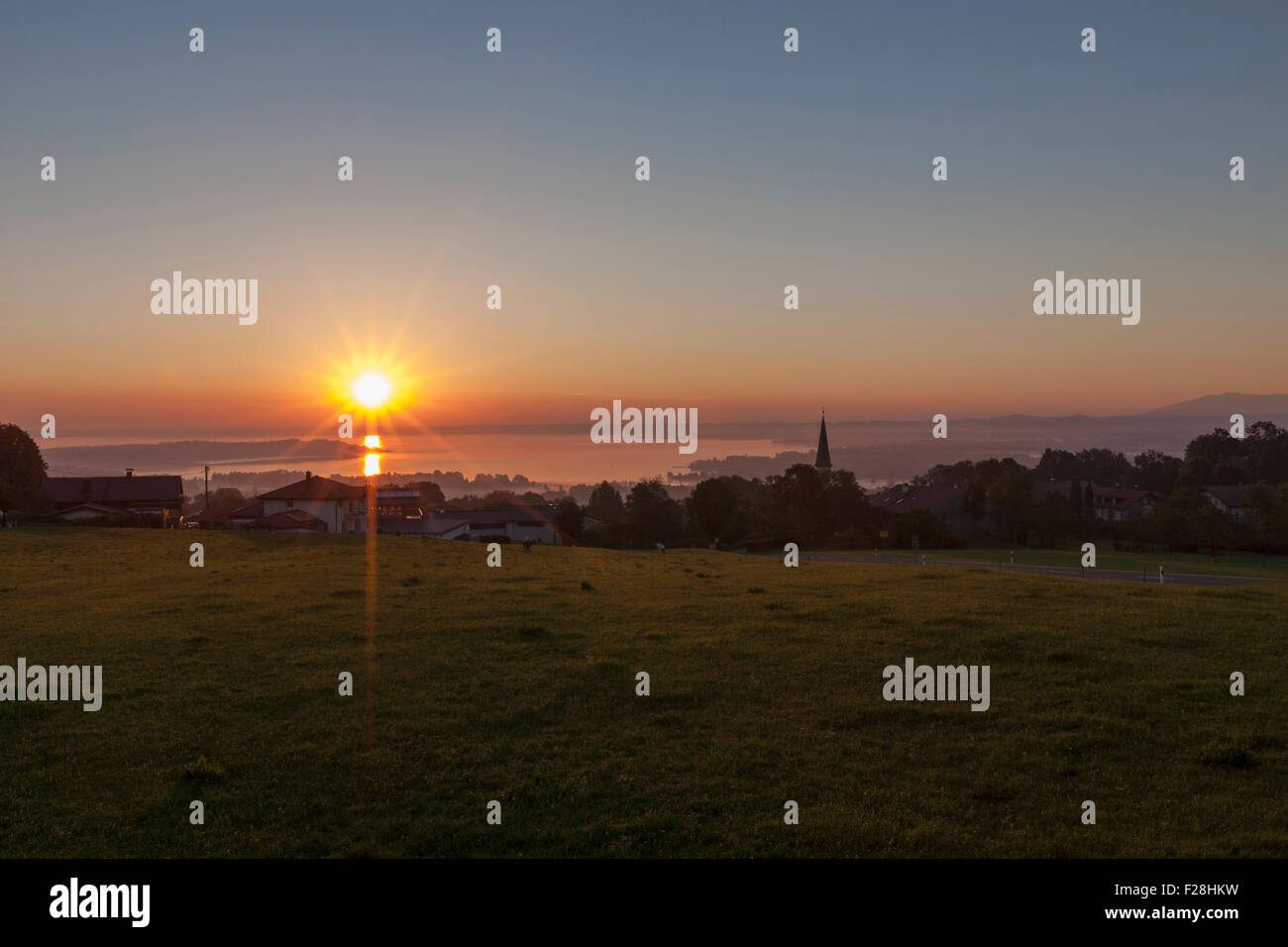 Sunset over Chiemsee lake, Bavaria, Germany Stock Photo - Alamy