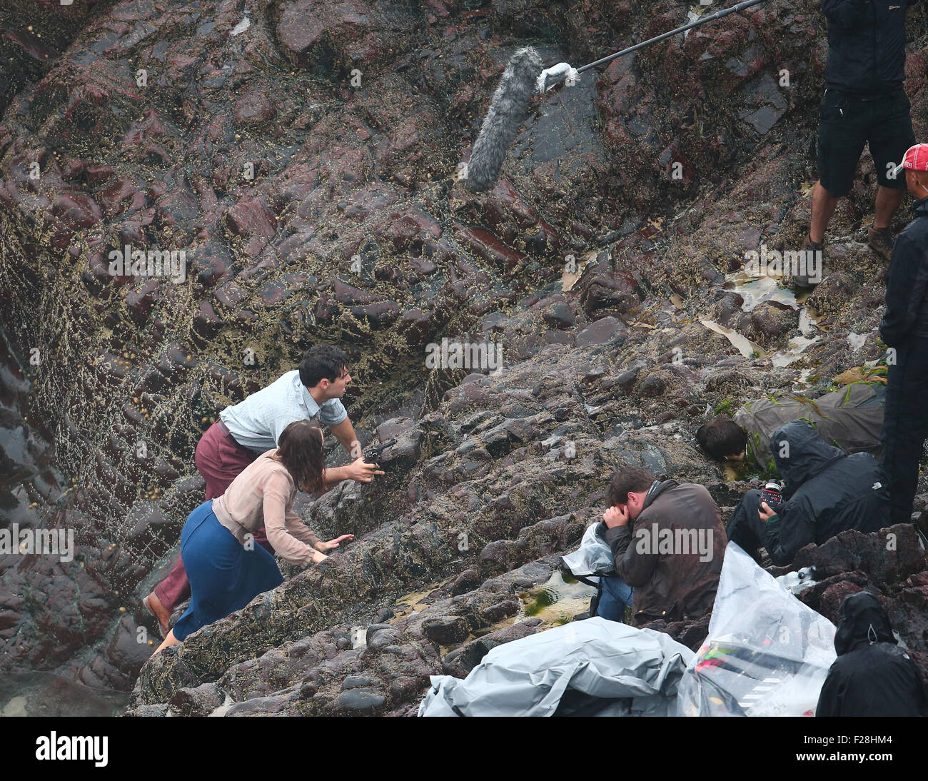 Aidan Turner and Maeve Dermody film a scene for the mini-series And ...