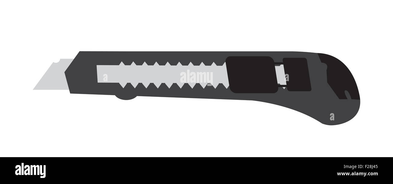 Vector illustration of sillouette box cutter knife isolated on white ...
