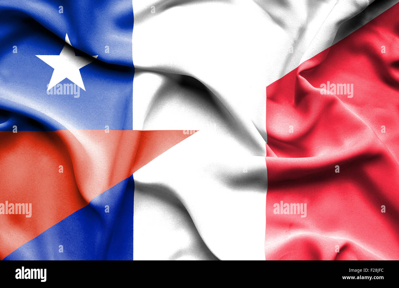 Waving flag of France and Chile Stock Photo - Alamy