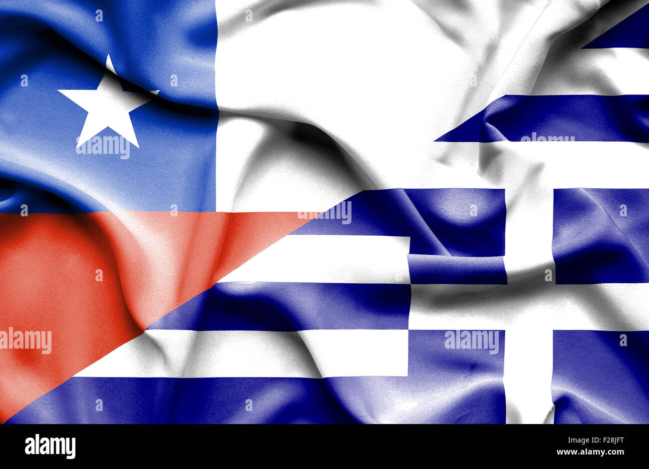 Waving flag of Greece and Chile Stock Photo - Alamy