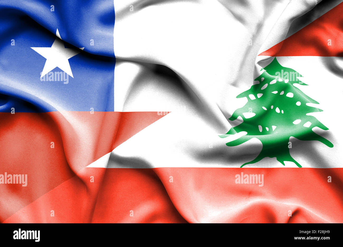 Waving flag of Lebanon and Chile Stock Photo - Alamy