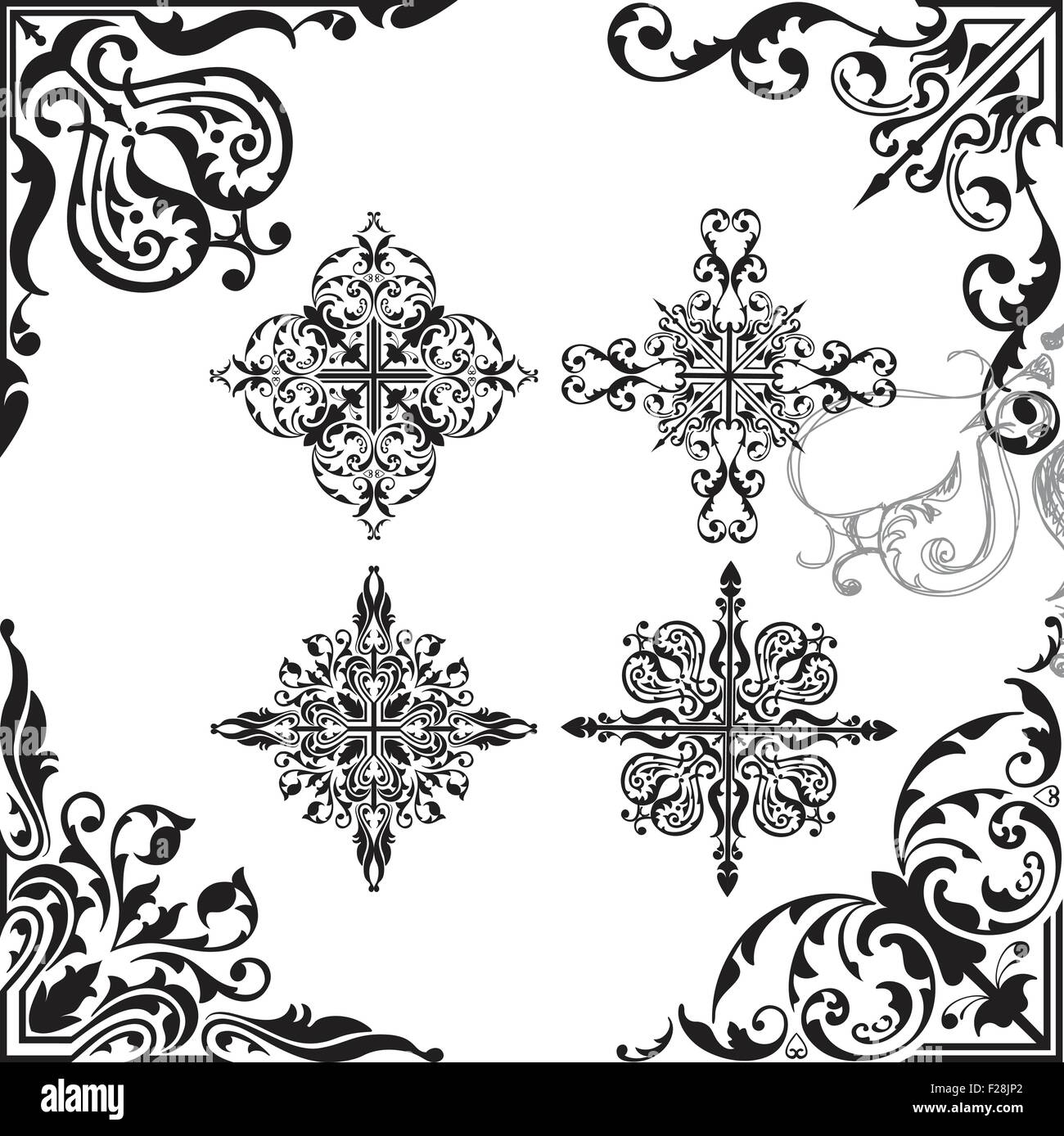 Baroque set of corners Stock Vector Image & Art - Alamy