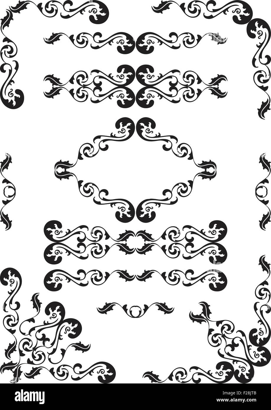 Baroque design set is isolated on white Stock Vector Image & Art - Alamy