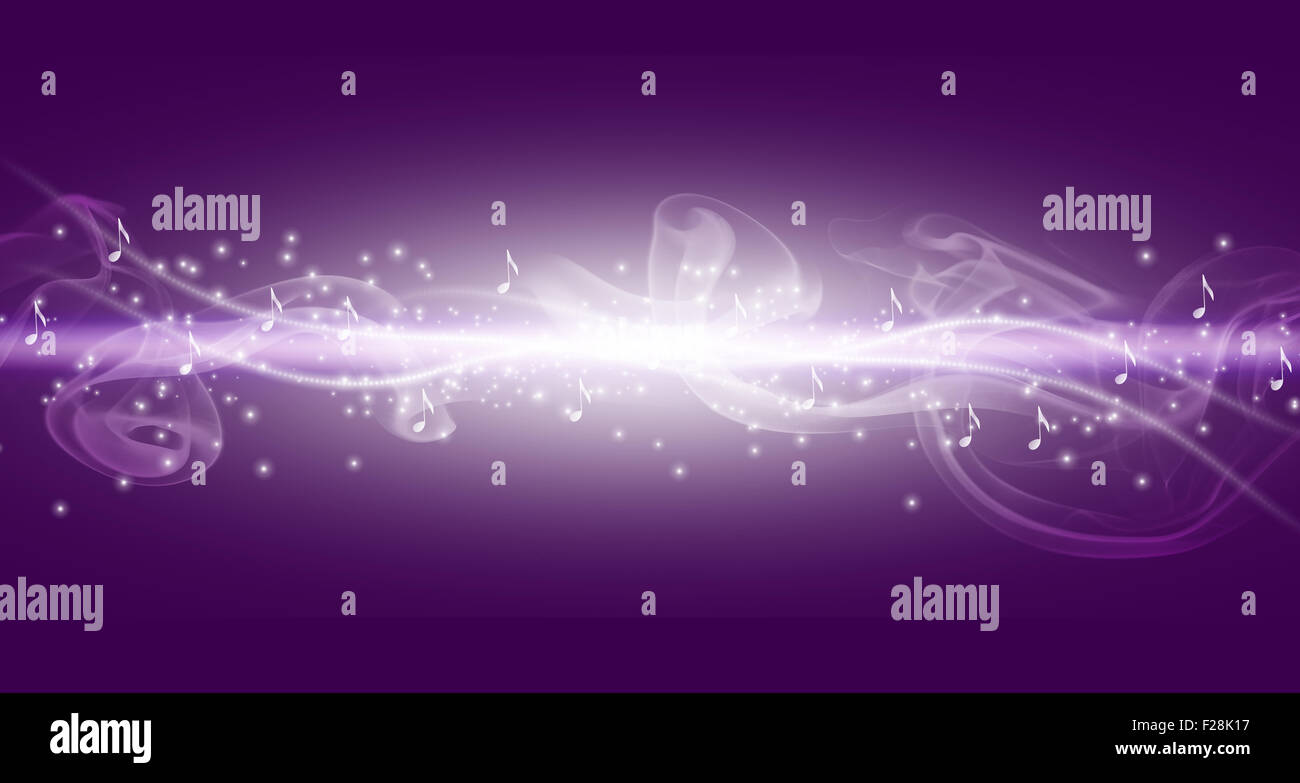 Purple music background with white bright line and notes Stock Photo ...