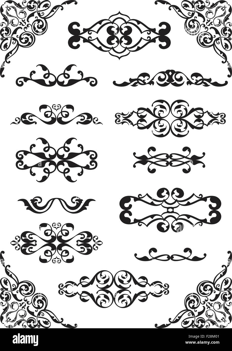 Ornate classical elements set isolated on white Stock Vector Image ...