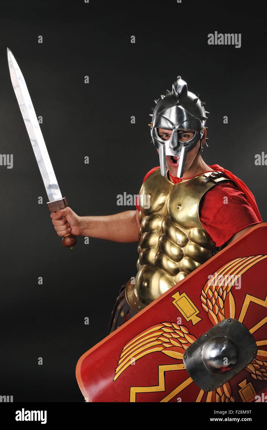 Legionary soldier ready for a war Stock Photo - Alamy