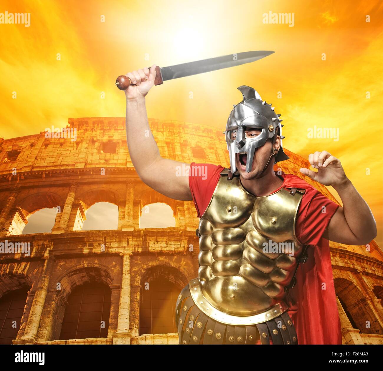 Roman legionary soldier in front of coliseum Stock Photo - Alamy